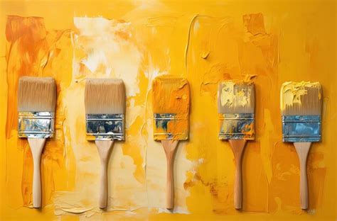 premium photo yellow brushes in horizontal position