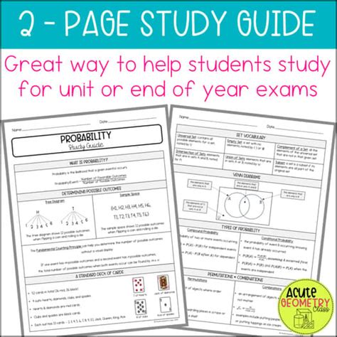 Probability Cheat Sheet Geometry Study Guide Probability Sets