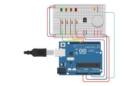 Circuit Design Temperature And Gas Sensors Tinkercad