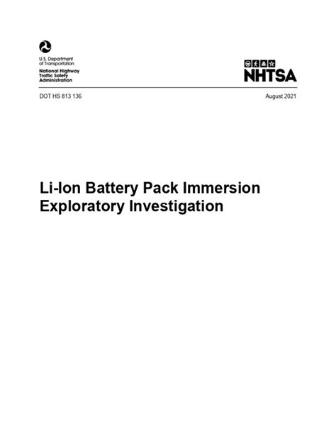 Li Ion Battery Pack Immersion Exploratory Investigation Pdf