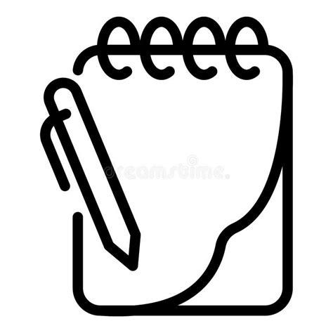 Notebook And Pen Icon Outline Style Stock Vector Illustration Of Office Graphic 193188539