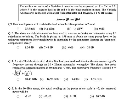 solved the calibration curve of a variable attenuator can be