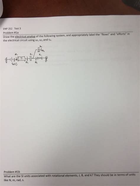 Solved Draw The Electrical Analog Of The Following System Chegg