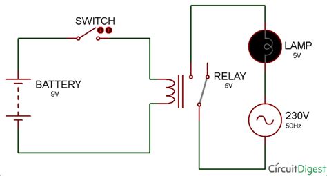 Relay Switch Circuit Diagram Turn On Ac Lamp Example