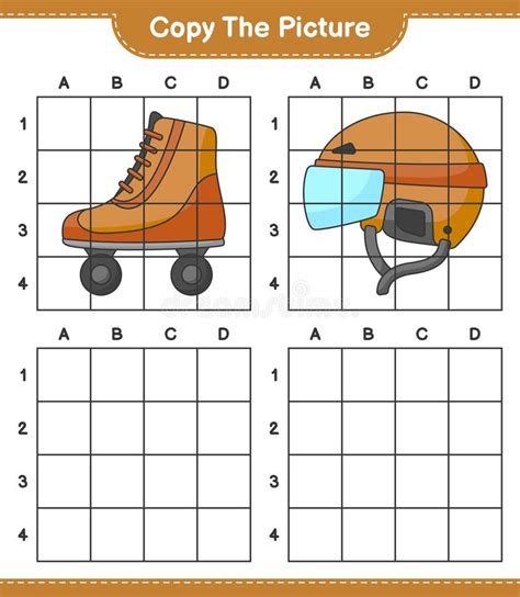 Copy The Picture Copy The Picture Of Roller Skate And Hockey Helmet Using Grid Lines
