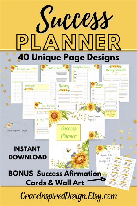 Success Life Planner Printable Goal Setting Planner Productivity
