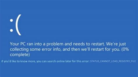 Resolved Statuscannotloadregistryfile Error 0xc0000218