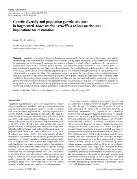 Pdf Genetic Diversity And Population Genetic Structure In Fragmented