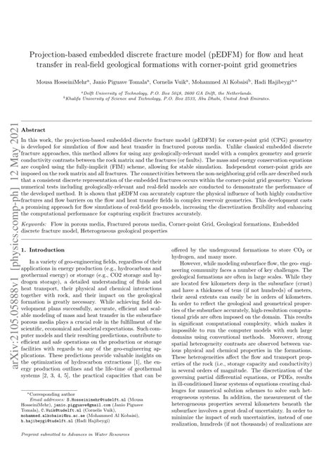 pdf projection based embedded discrete fracture model pedfm for