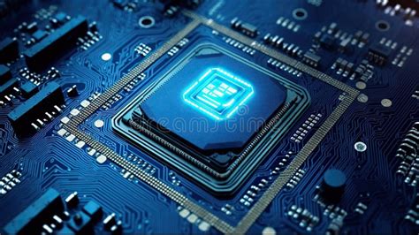 Close Up Shot Of Advanced Futuristic Microprocessor Chip Connecting With A Motherboard And