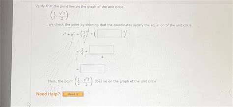 Solved Verify That The Point Lies On The Graph Of The Unit Chegg