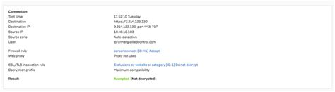 BUG SSL TLS Inspection Breaking ConnectWise ScreenConnect Feedback And Issues SFOS V18