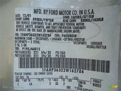 2002 Ford Focus Se Wagon Color Code Photos