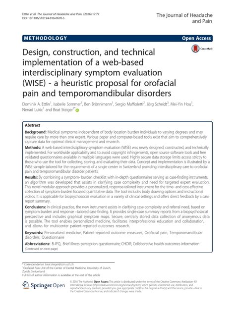 Design Construction And Technical Implementation Of A Web Based Interdisciplinary Symptom
