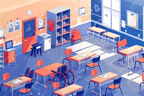 Premium Photo A Classroom Equipped With Accessible Desks Ramps