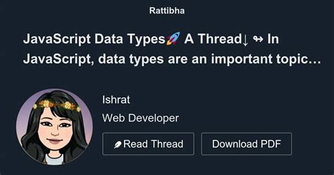 Javascript Data Types🚀 A Thread↓ Thread From Ishrat Ishrratumar