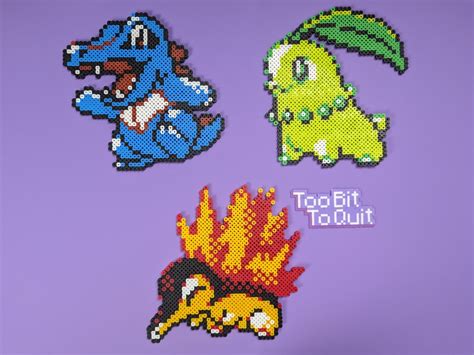 Pokemon Perler Generation 2 Johto Starters Pixel Art Battle Etsy