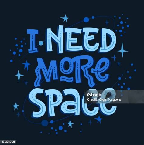 손으로 그린 영감을주는 글자 문구 템플릿 더 많은 공간이 필요합니다 어두운 배경에 격리된 벡터 타이포그래피 그림입니다 우주