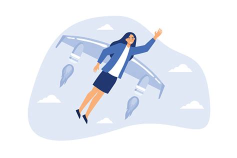 성공 부스터 또는 경력 성장을 가속화 여성의 힘 또는 여성 리더십 작업 진행 속도를 높이거나 작업 야망 개념을 향상 로켓 부스터 또는 제트 팩 엔진을 비행 자신감 사업가