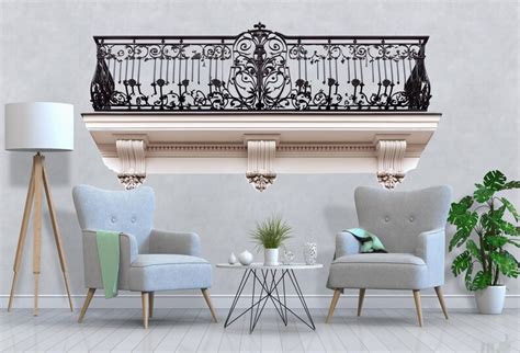 Ornate Balcony Wall Decal 3d Architectural Wall Sticker Luxury Iron