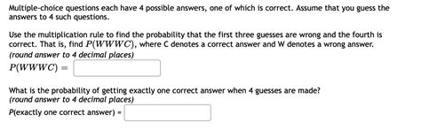 solved multiple choice questions each have 4 possible