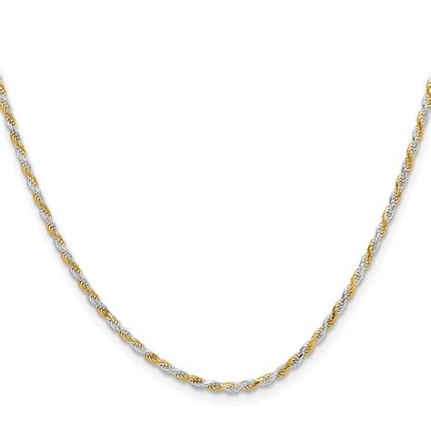 24 Inch Sterling Silver And Vermeil 185mm Diamond Cut Rope Chain