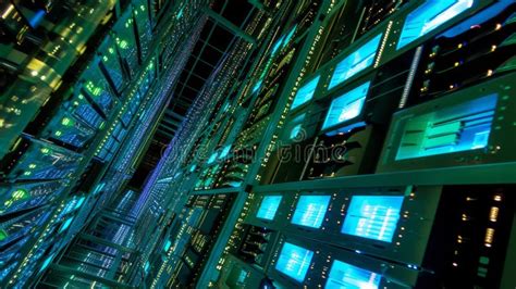 Colorful Server Room With Bright Lights Stock Image Image Of Hightech