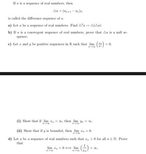 solved if a is a soquence of real numbers then an 1 0