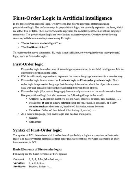 firstorderlogic1 pdf first order logic logic