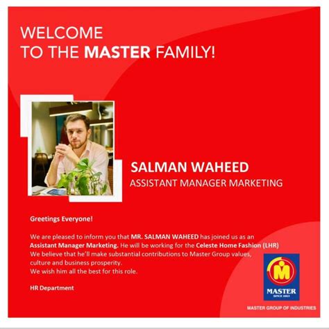 Salman Waheed Khan On Linkedin All Set To Start My Journey With Master Group Of Industries