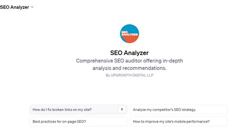 Free Seo Analyzer Optimize Your Website For Success With Upgrowth Custom Gpt