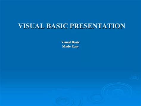 PPT VISUAL BASIC PRESENTATION PowerPoint Presentation Free Download ID