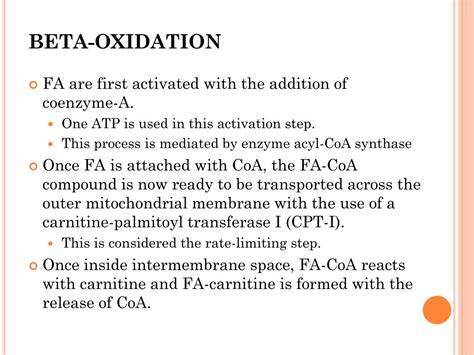 Ppt Beta Oxidation Of Fatty Acids Powerpoint Presentation Free