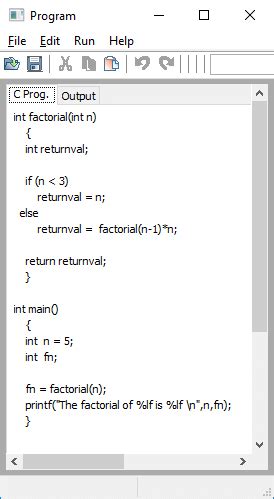 (a) The factorial recursive function code; (b) The output. | Download Scientific Diagram