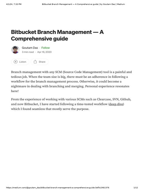 bitbucket branch management a comprehensive guide by goutam das