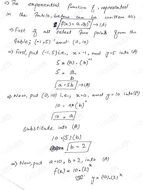 Solved Exponential And Logarithmic Functions Writing An Exponential