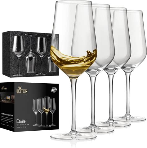Sipour Square Wine Glasses Set Of 4 375 Ml Crystal Wine Glasses