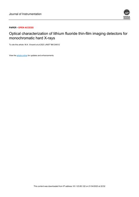 Pdf Optical Characterization Of Lithium Fluoride Thin Film Imaging