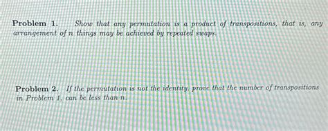 Solved Problem 1 ﻿show That Any Permutation Is A Product Of