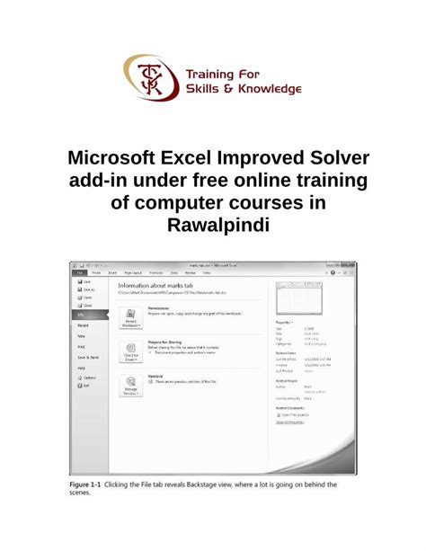 (PDF) Microsoft excel improved solver add in under free online training of computer courses in ...