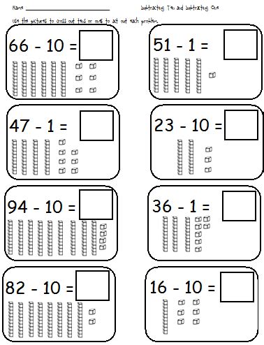 Adding 10 And 1 Subtracting 10 And 1 First Grade Shenanigans