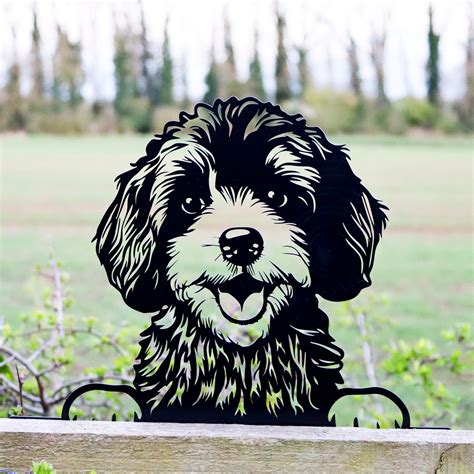 Darthome Peeking Cockapoo Silhouette Fence Topper 32x25cm Darthome
