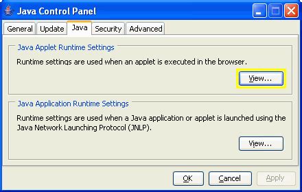 Java Control Panel