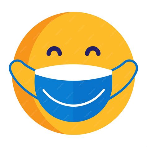 Smile Emoji Wearing Face Mask Vector On White Background Premium Ai