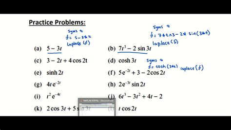 Laplace Transform By Using Matlab Youtube