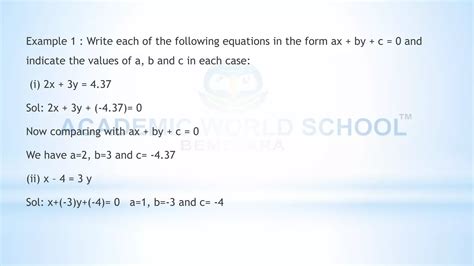 Class IX Linear Equations in Two Variables | PPTX