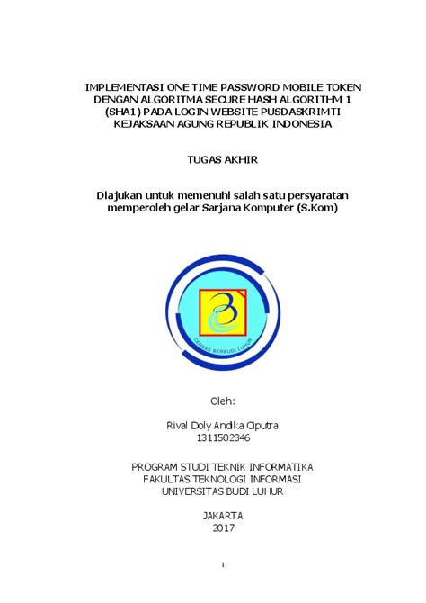 pdf implementasi one time password mobile token dengan algoritma