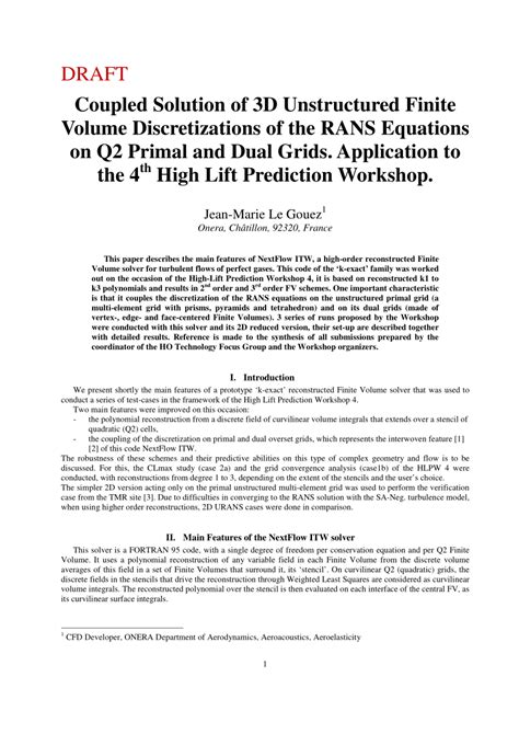 Pdf Coupled Solution Of 3d Unstructured Finite Volume Discretizations