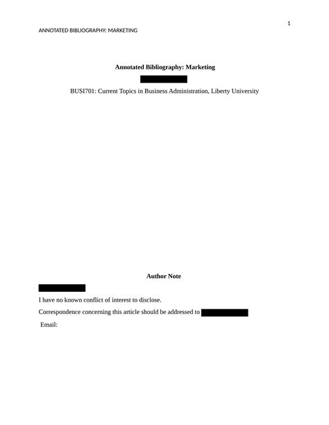Solution Busi 701 Liberty University Annotated Bibliography Marketing