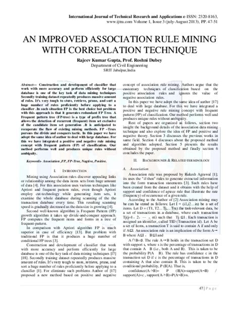 pdf an improved association rule mining with correalation technique